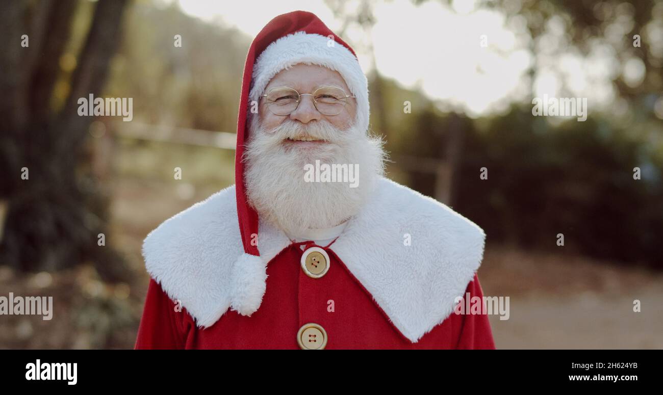 Santa Claus smiling looking at the camera Stock Photo - Alamy