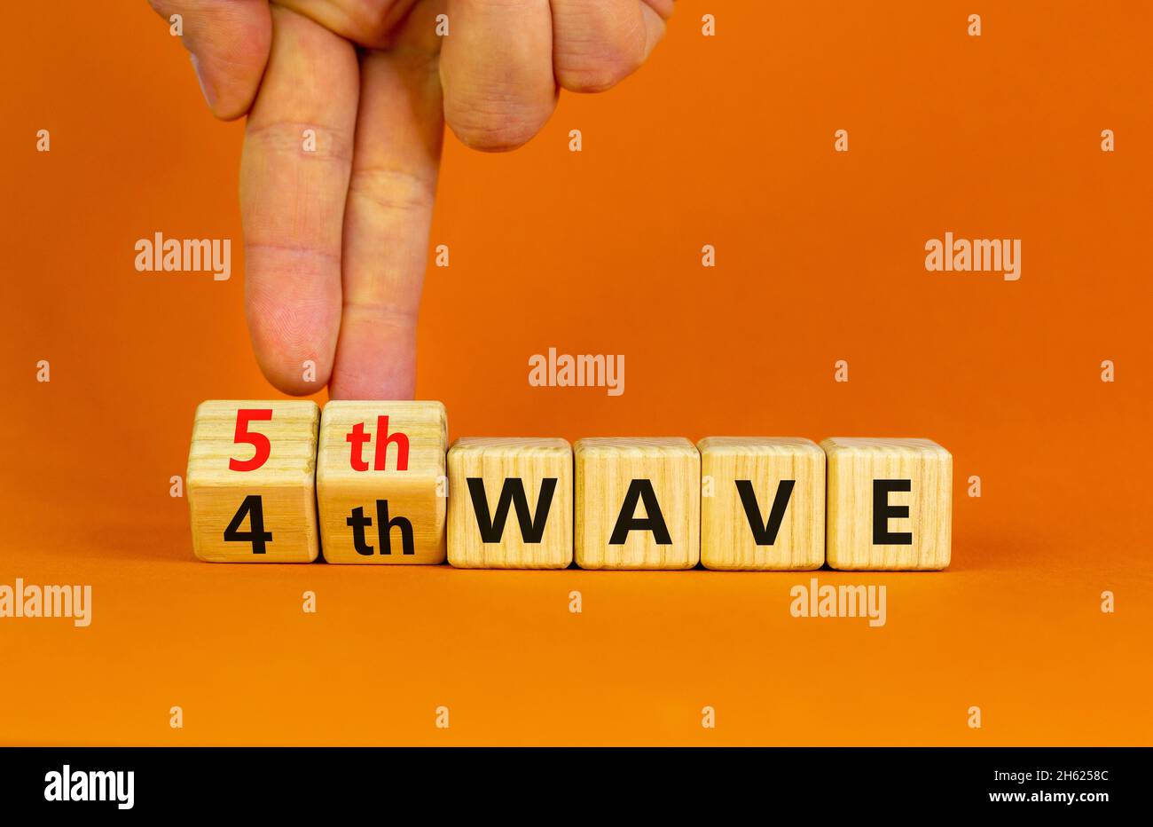 Symbol for a fifth wave of the covid-19 corona virus. Doctors turns ...