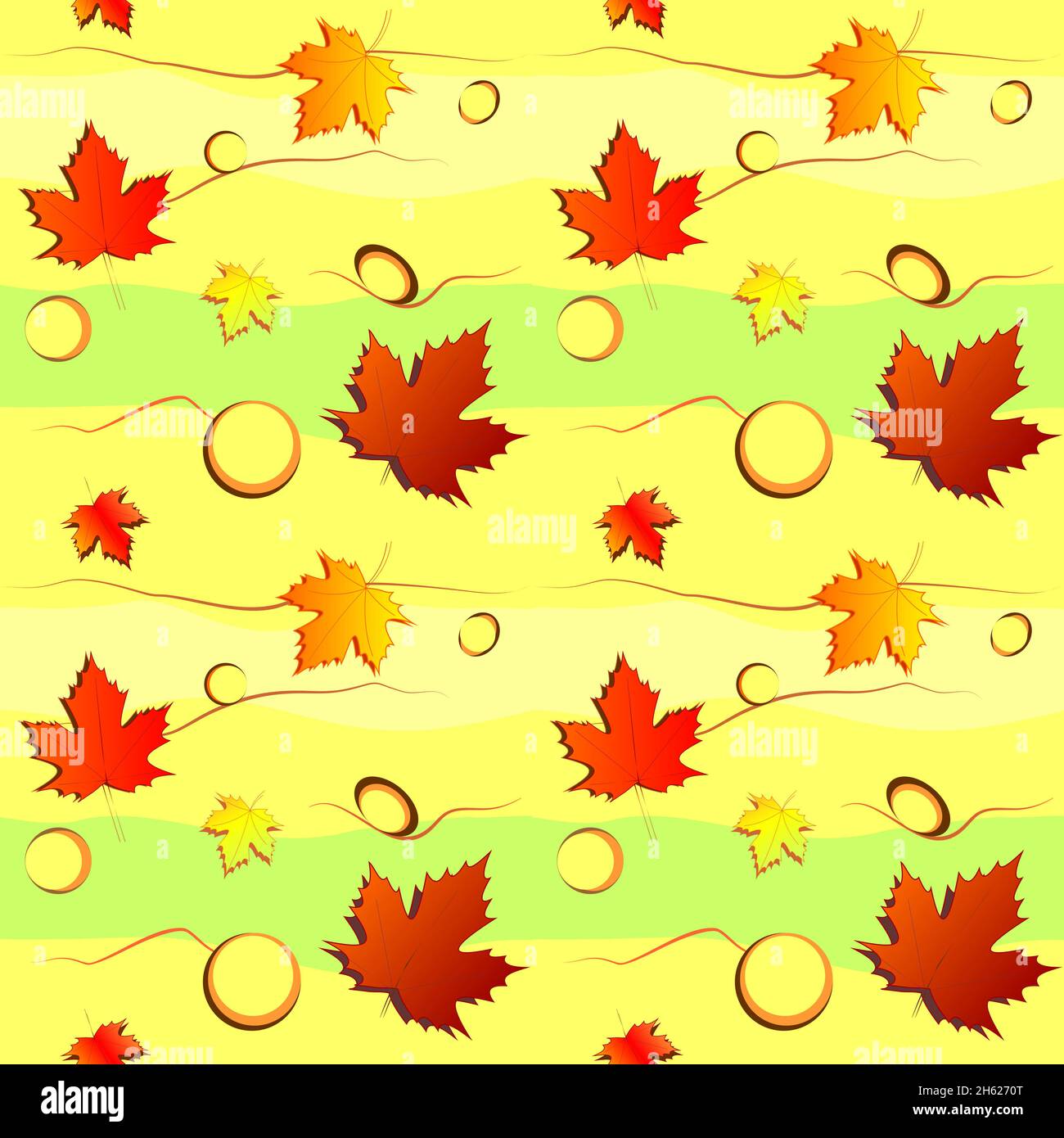 Seamless asymmetric pattern of autumn leaves in warm colors Stock Photo ...