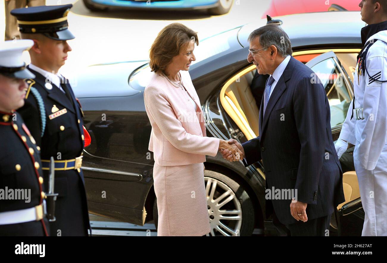Secretary of Defense Leon Panetta, right, welcomes Montenegrin Minister ...