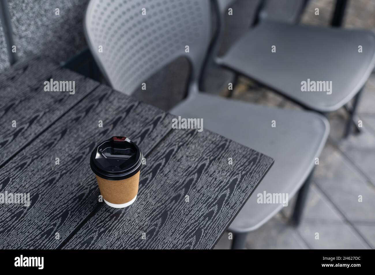 rooftop cafe, open terrace with wooden tables Stock Photo - Alamy