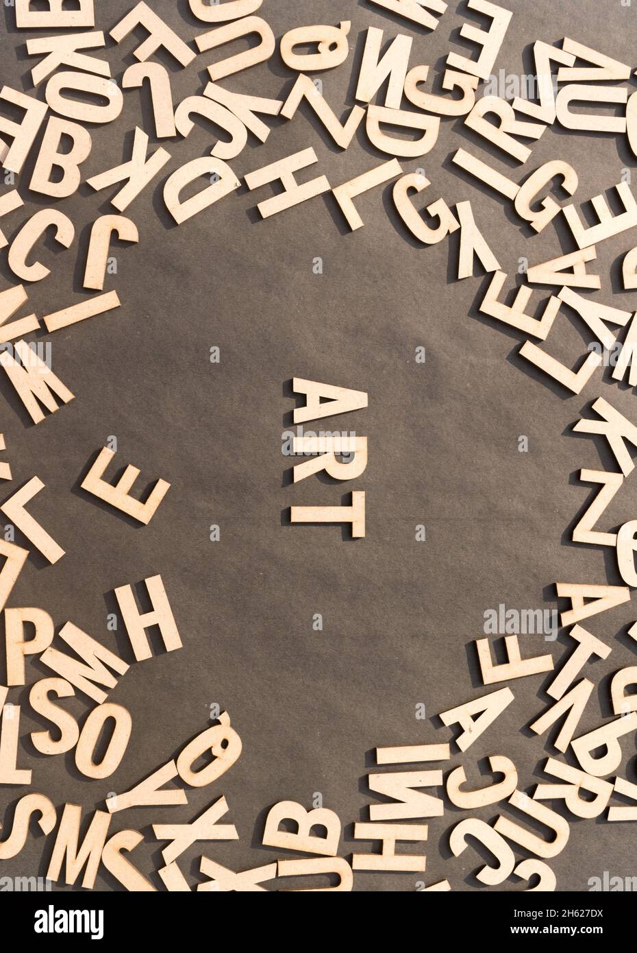 Art Word In Wooden Cube Alphabet Letters Top View On A rustic paper ...