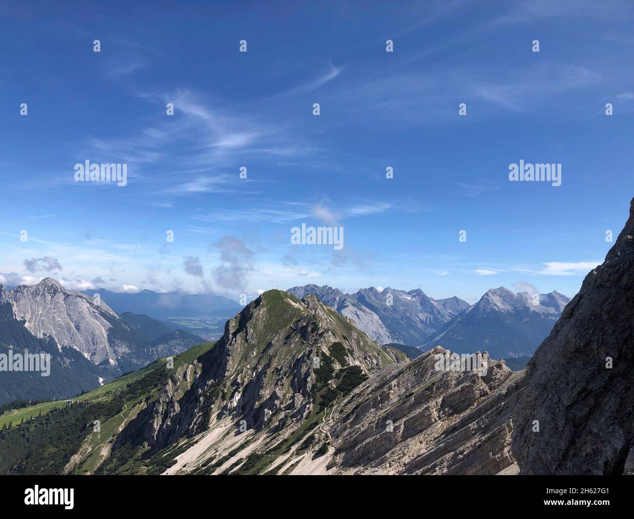 view of the seefelder spitze,to the karwendel mountains and wetterstein ...