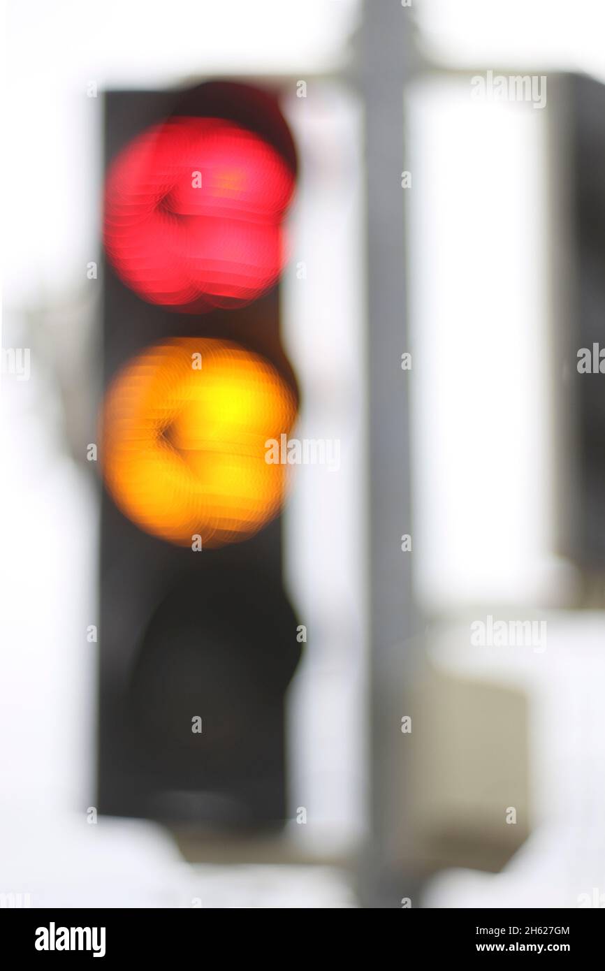 traffic lights with yellow-red light signals,abstract blur Stock Photo ...