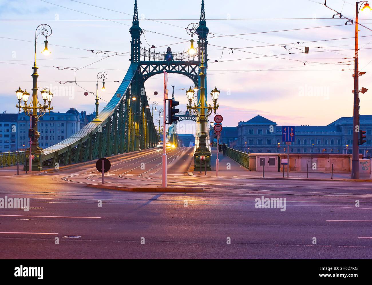 The picturesque silhouette of the Liberty Bridge and its vintage ...