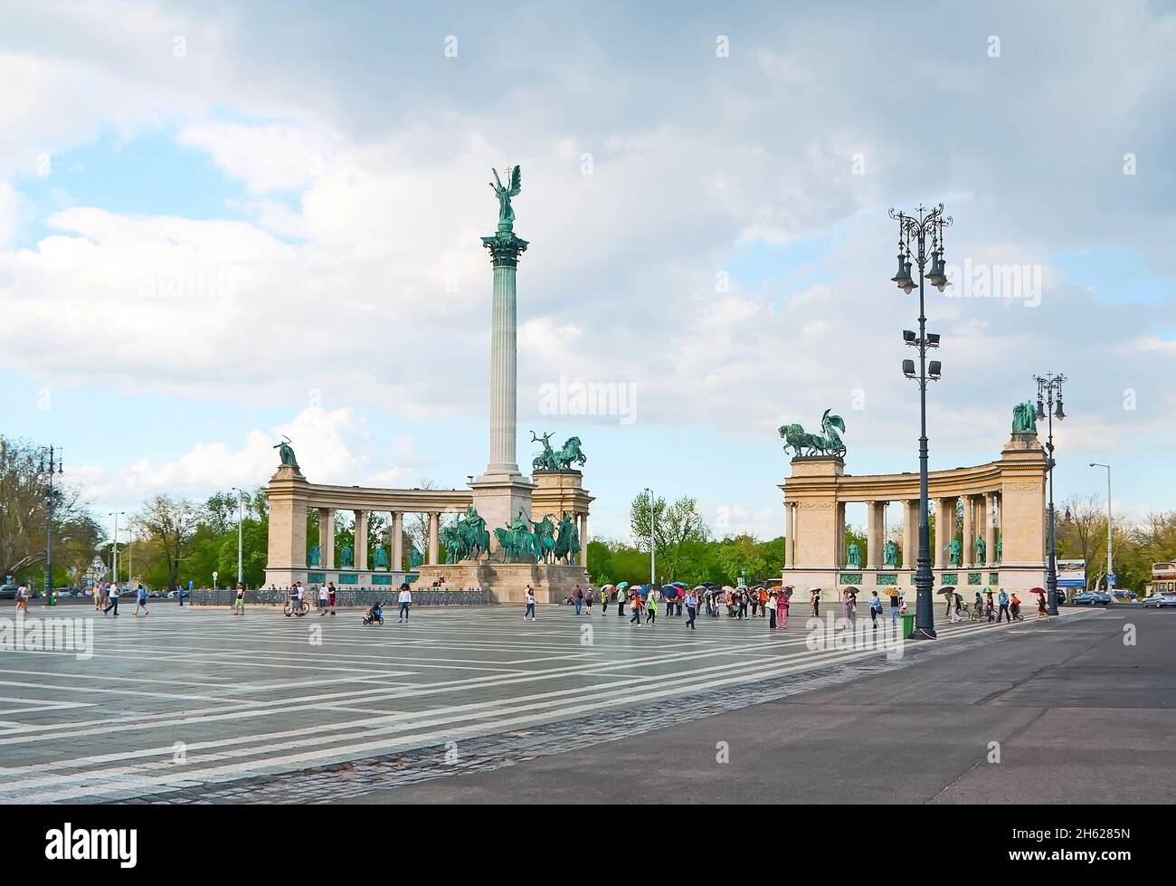 Impressive Millenium Monument decorates the Heroes Square, it has a ...