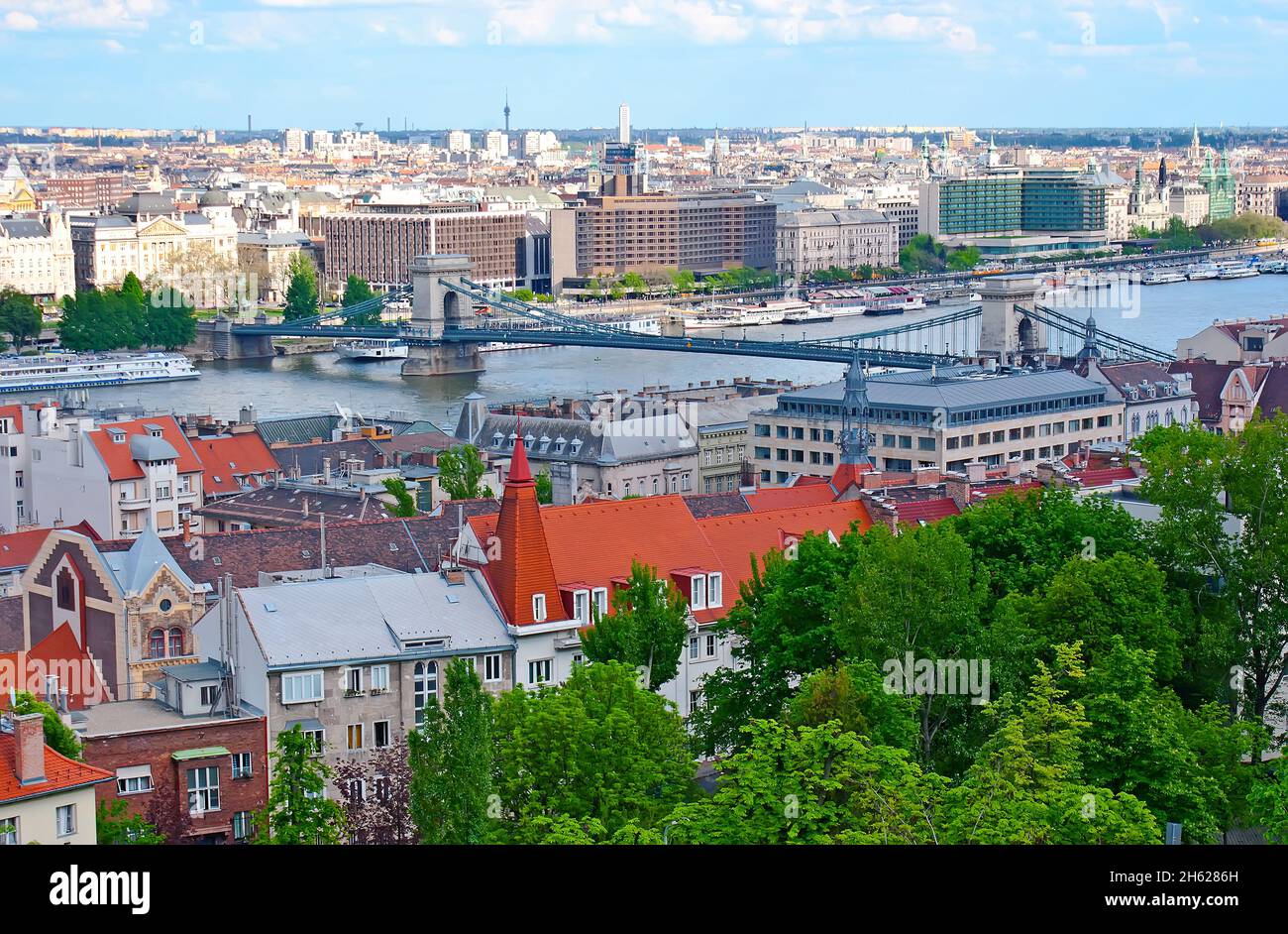 The Buda Castle Hill boasts the top view on the Chain Bridge, Danube ...
