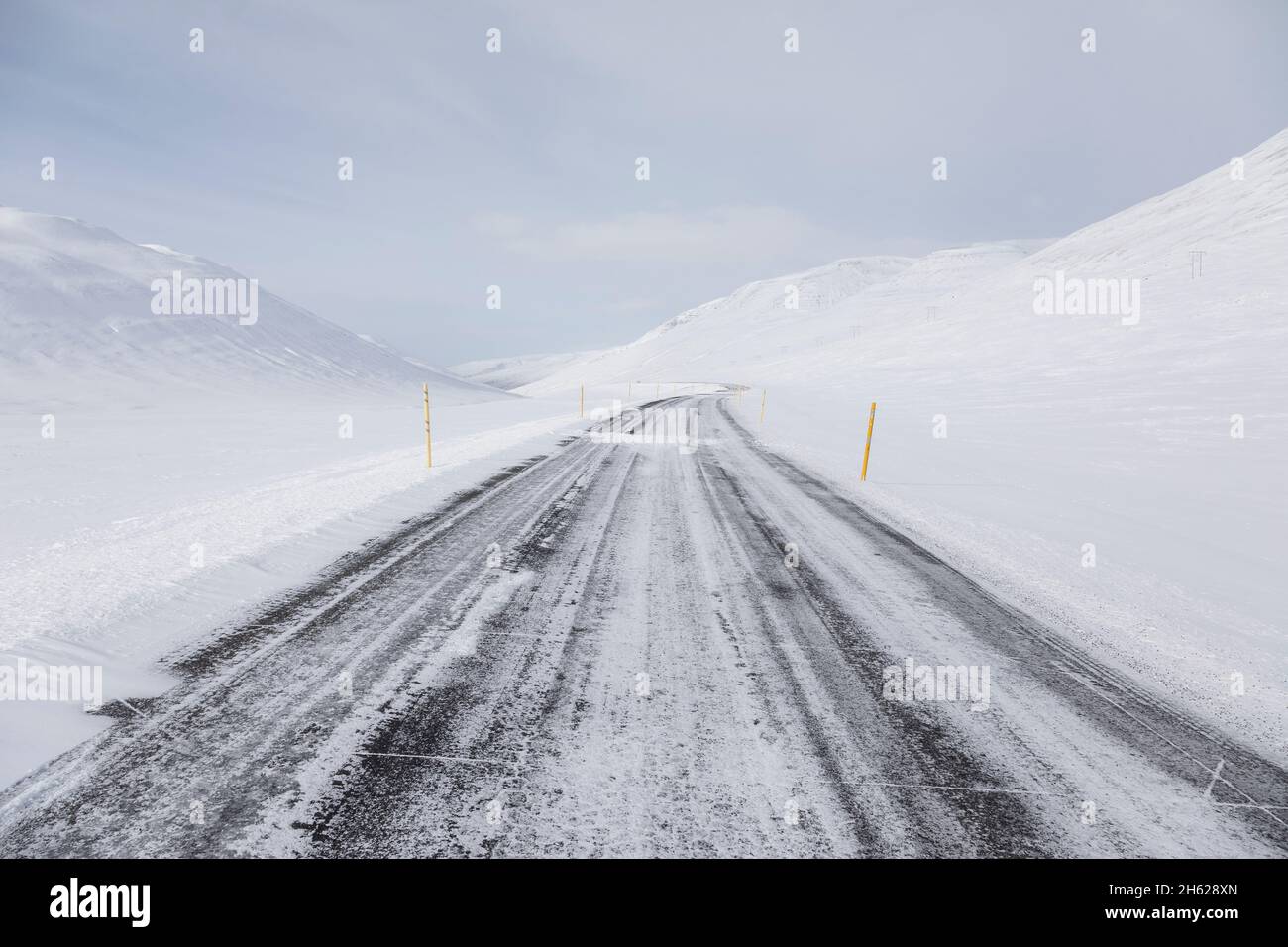a snowy pass road in the north of iceland Stock Photo - Alamy