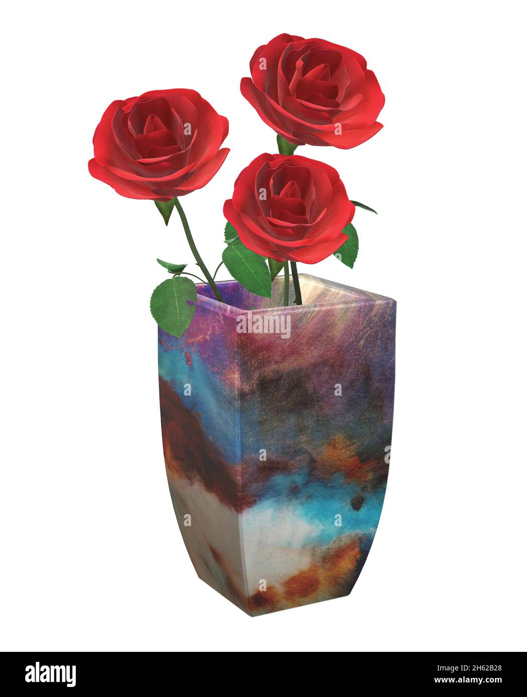 Vase with pink roses Stock Vector Images - Alamy
