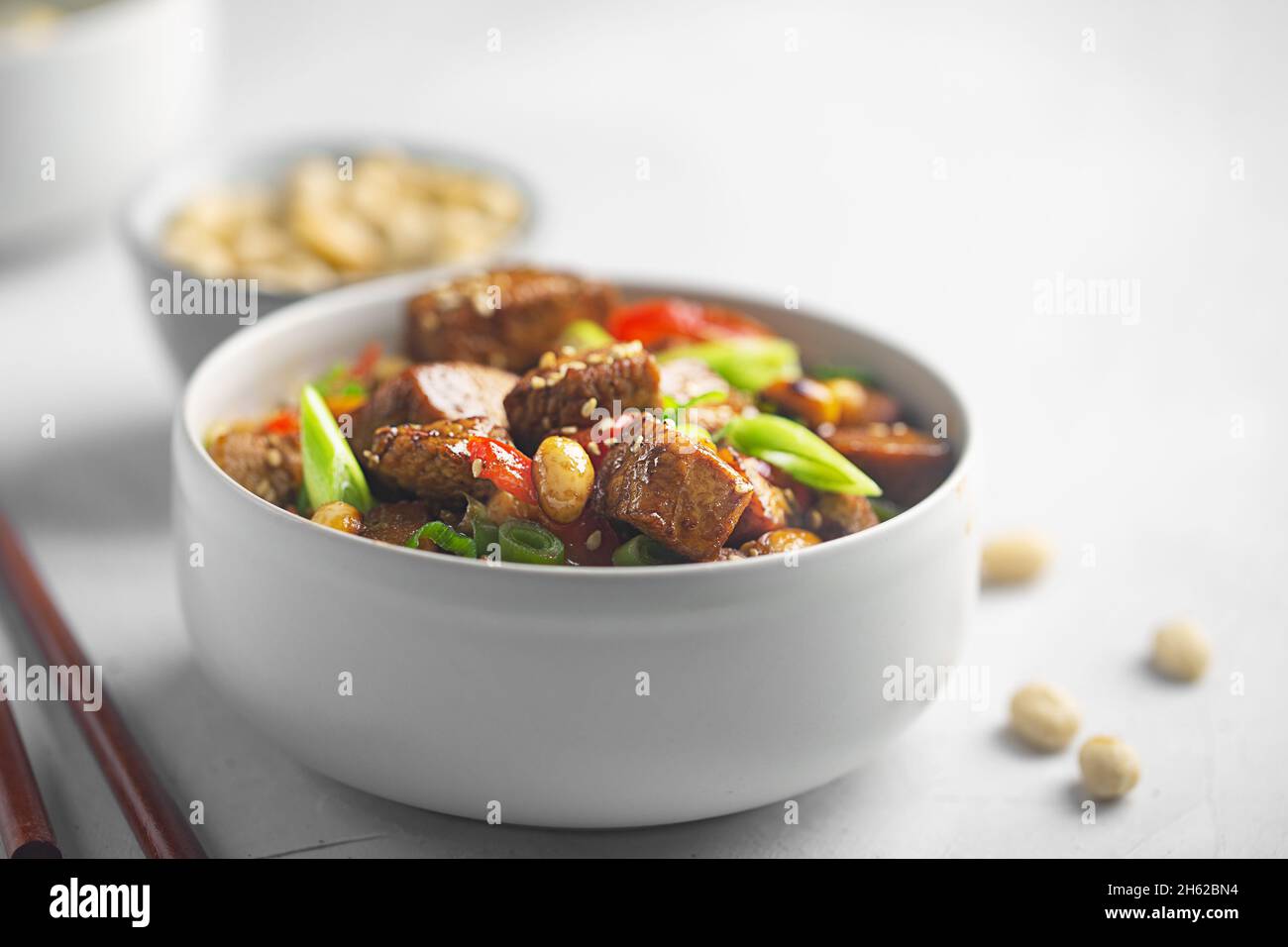 Kung pao or kung po, traditional chinese food prepared with chicken ...