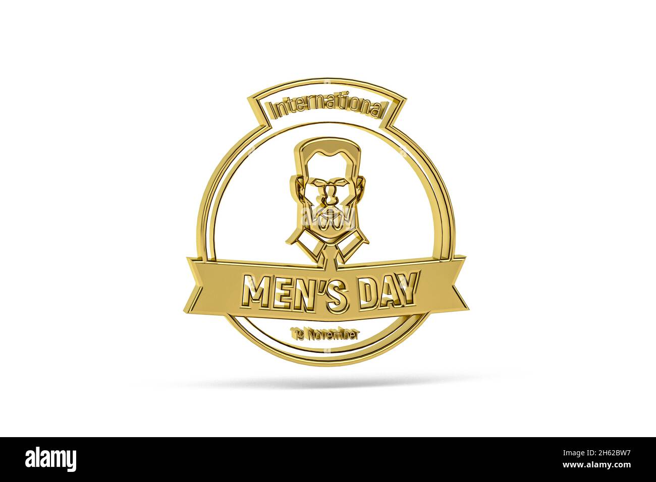 Golden 3d International Men's Day icon isolated on white background ...