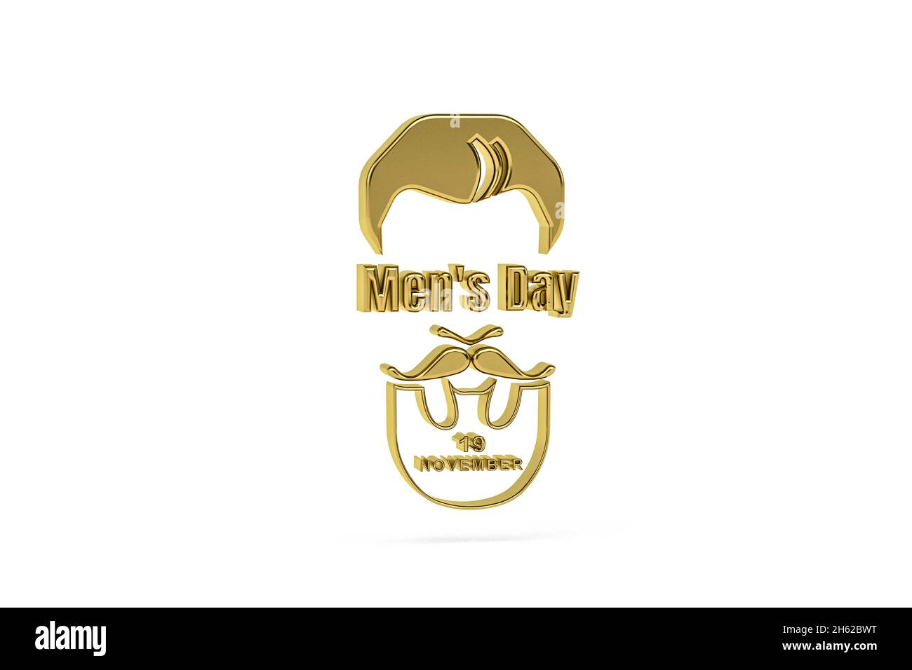 Golden 3d International Men's Day icon isolated on white background ...