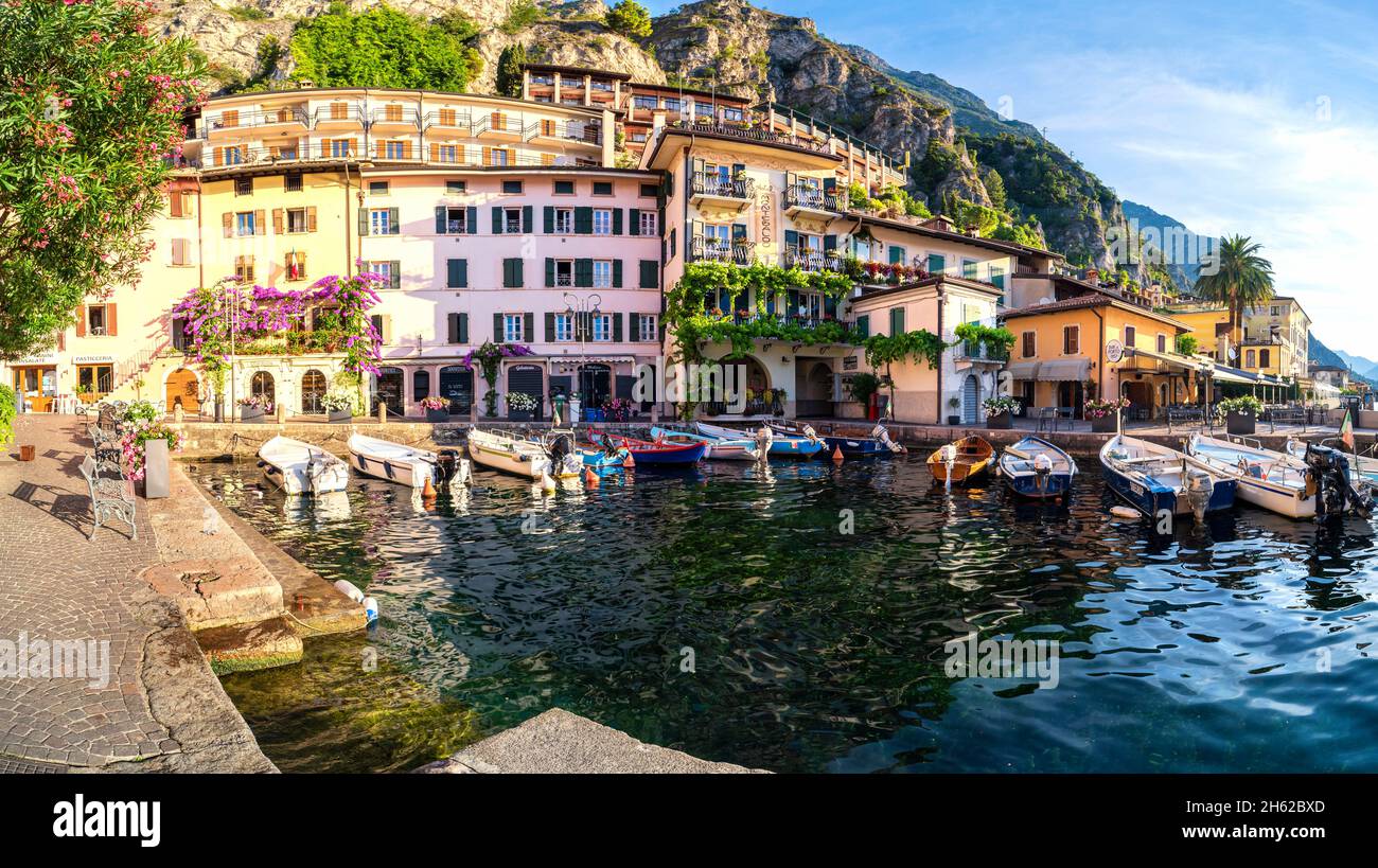 panoramic view of limone sul garda. europe,italy,lombardy,brescia ...