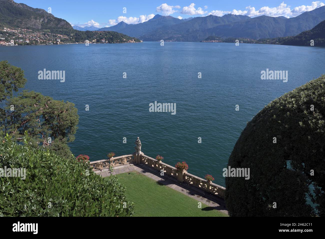 View of the lower garden of Villa del Balbianello and the north of Lake ...
