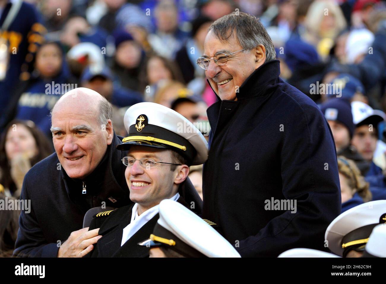 Secreatary of Defense Leon Panetta stands to pose for a photo with ...