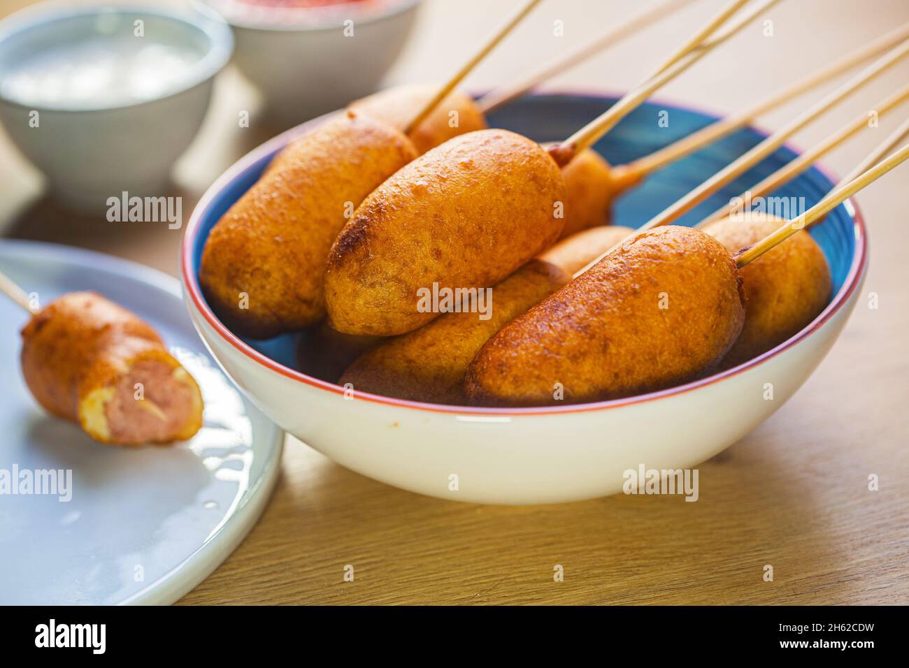Corn dog cooked with sausage and wheat dough with the addition of corn ...
