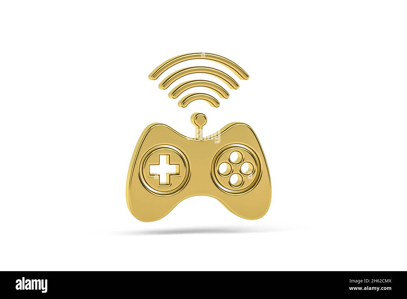 Golden 3d radio control icon isolated on white background - 3D render ...