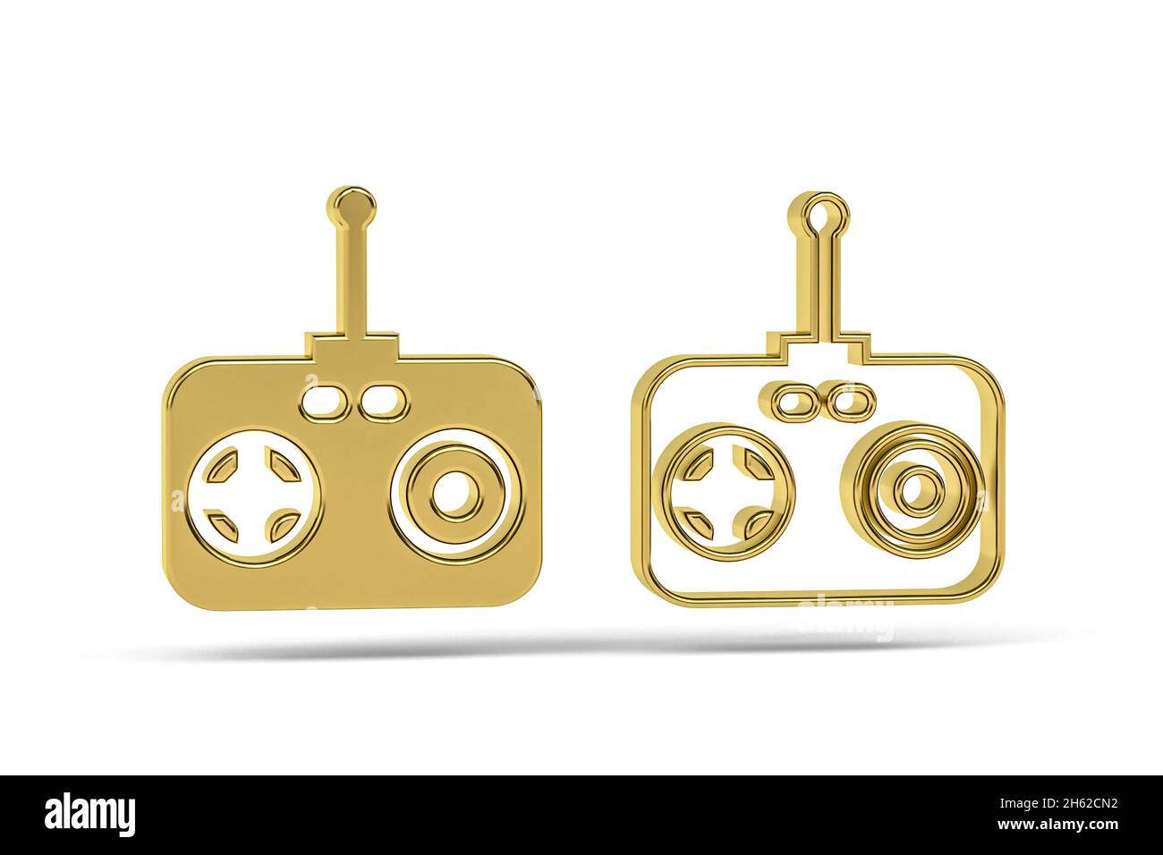 Golden 3d radio control icon isolated on white background - 3D render ...