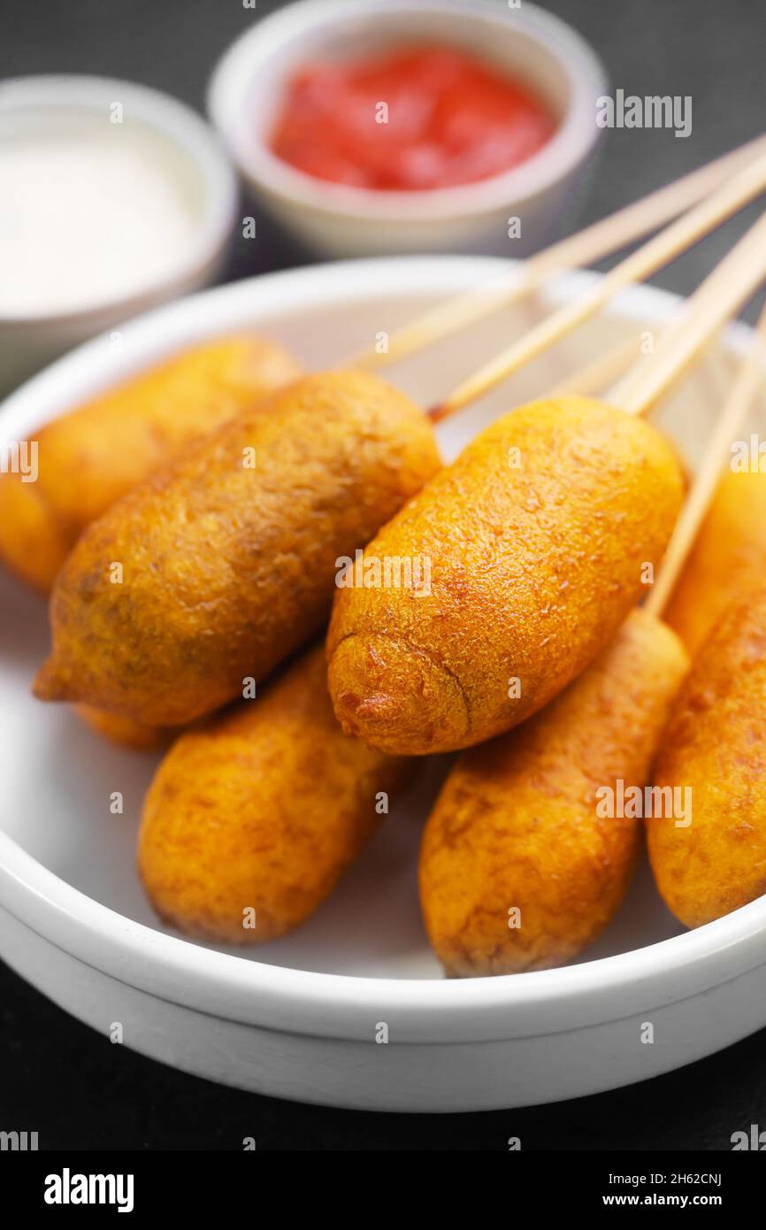 Corn dog cooked with sausage and wheat dough with the addition of corn ...