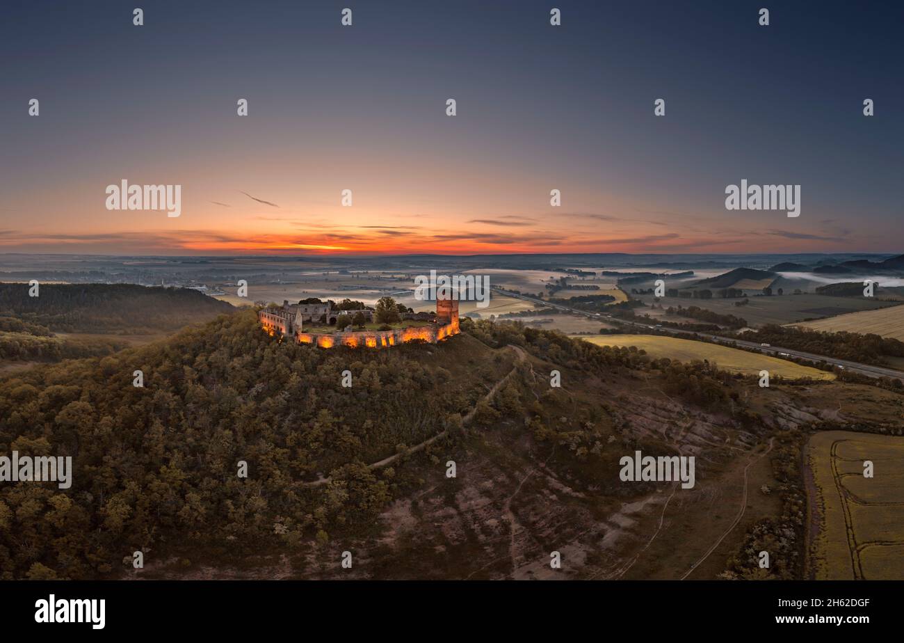 germany,thuringia,wandersleben,castle ruins gleichen,illuminated ...