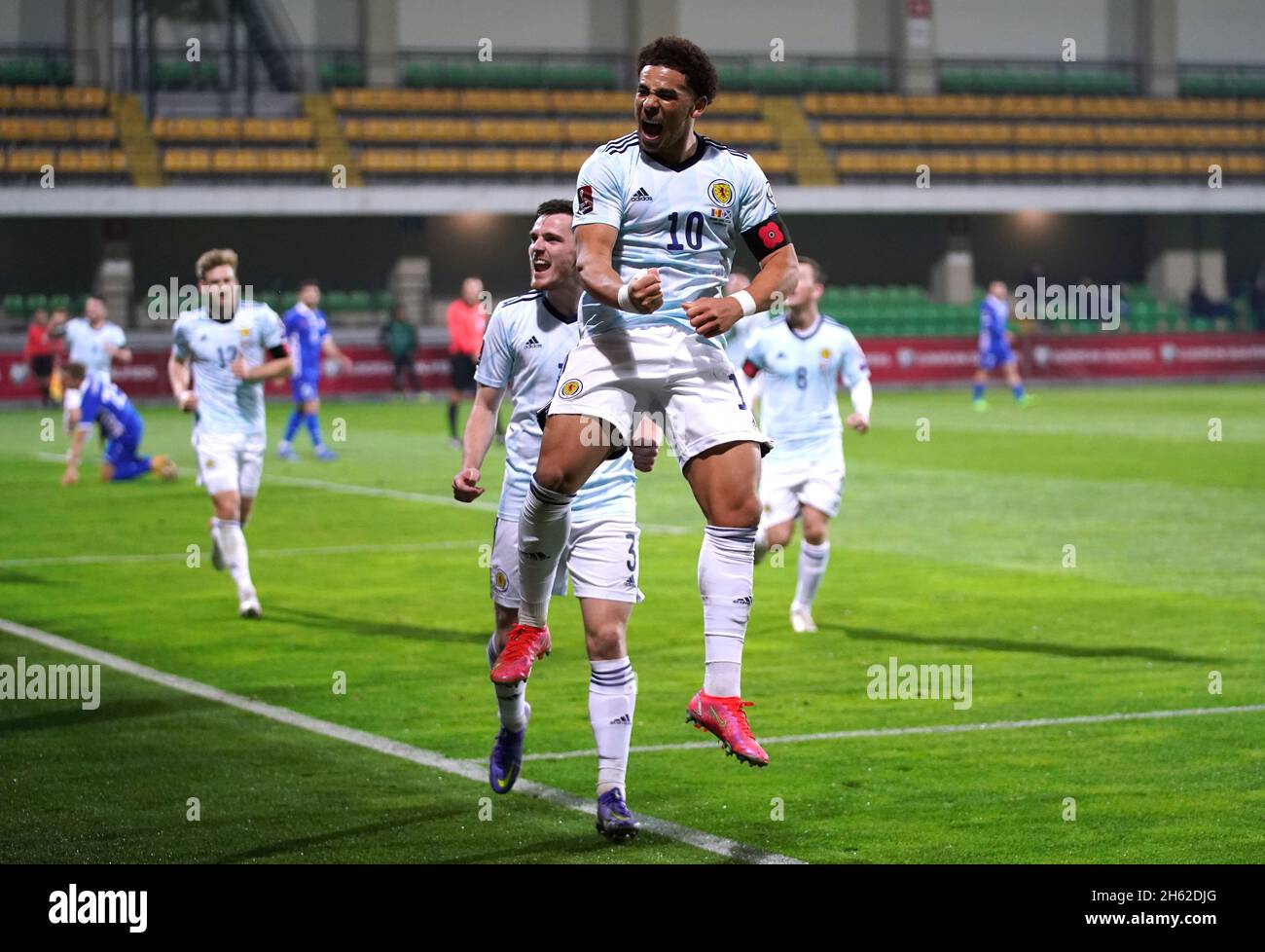 Scotland's Che Adams celebrates scoring their side's second goal of the ...