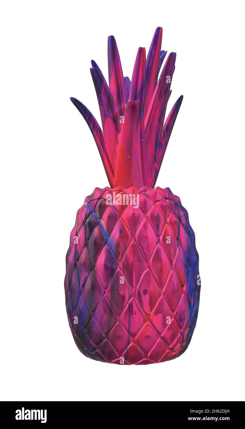 Shiny Metal Neon Pink Blue Pineapple Decoration Stock Vector Image ...