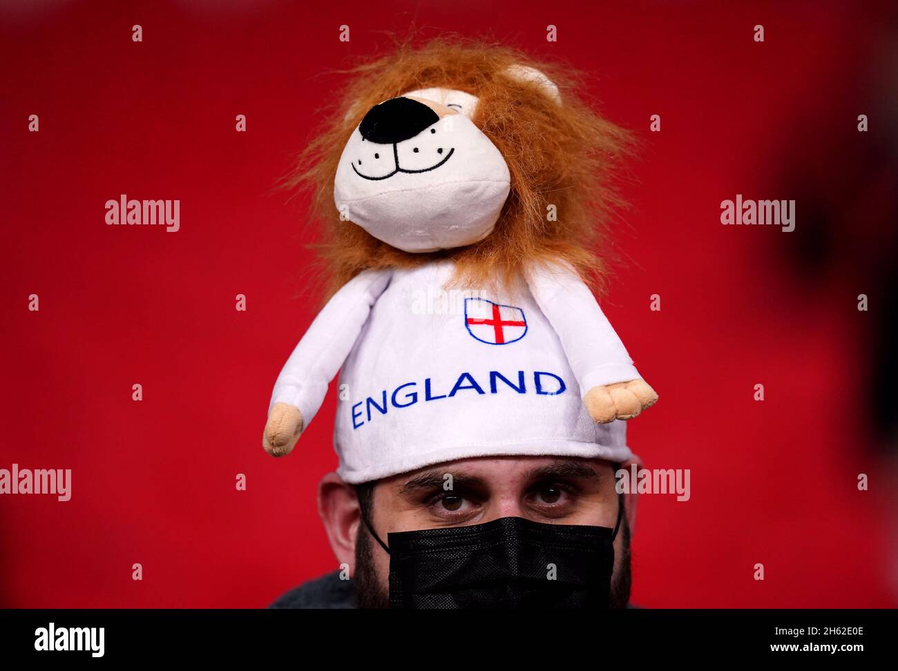 An England fan wearing a Lion themed hat during the FIFA World Cup ...