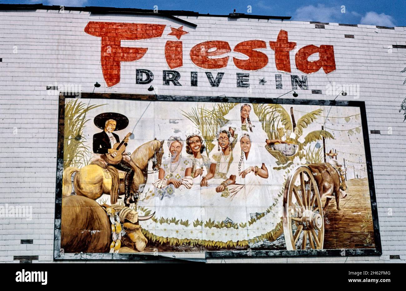 Fiesta Drive-in Theater, Route 59, Laredo, Texas; ca. 1982 Stock Photo ...