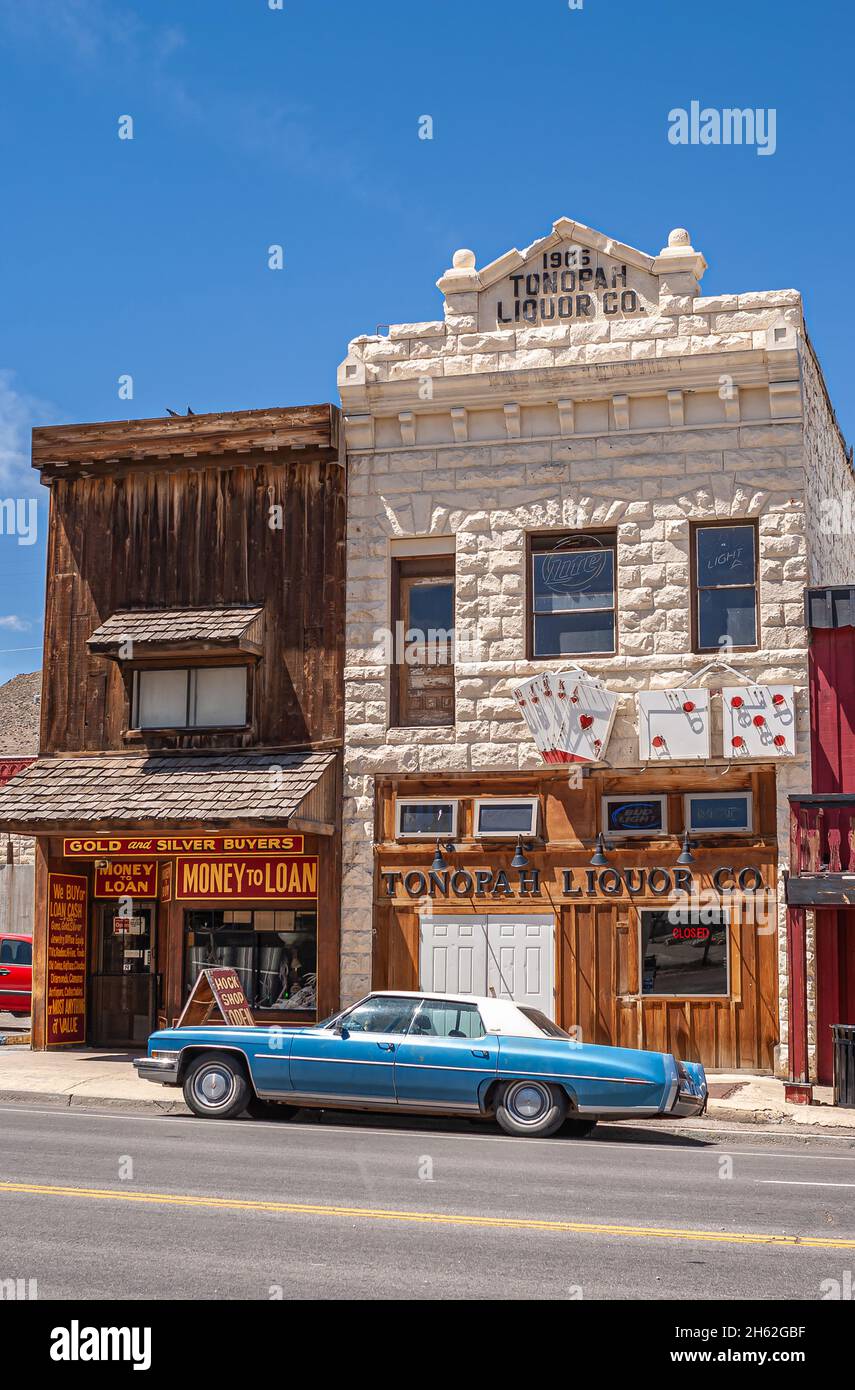 Tonopah, Nevada, US - May 16, 2011: Two historic buildings holding ...