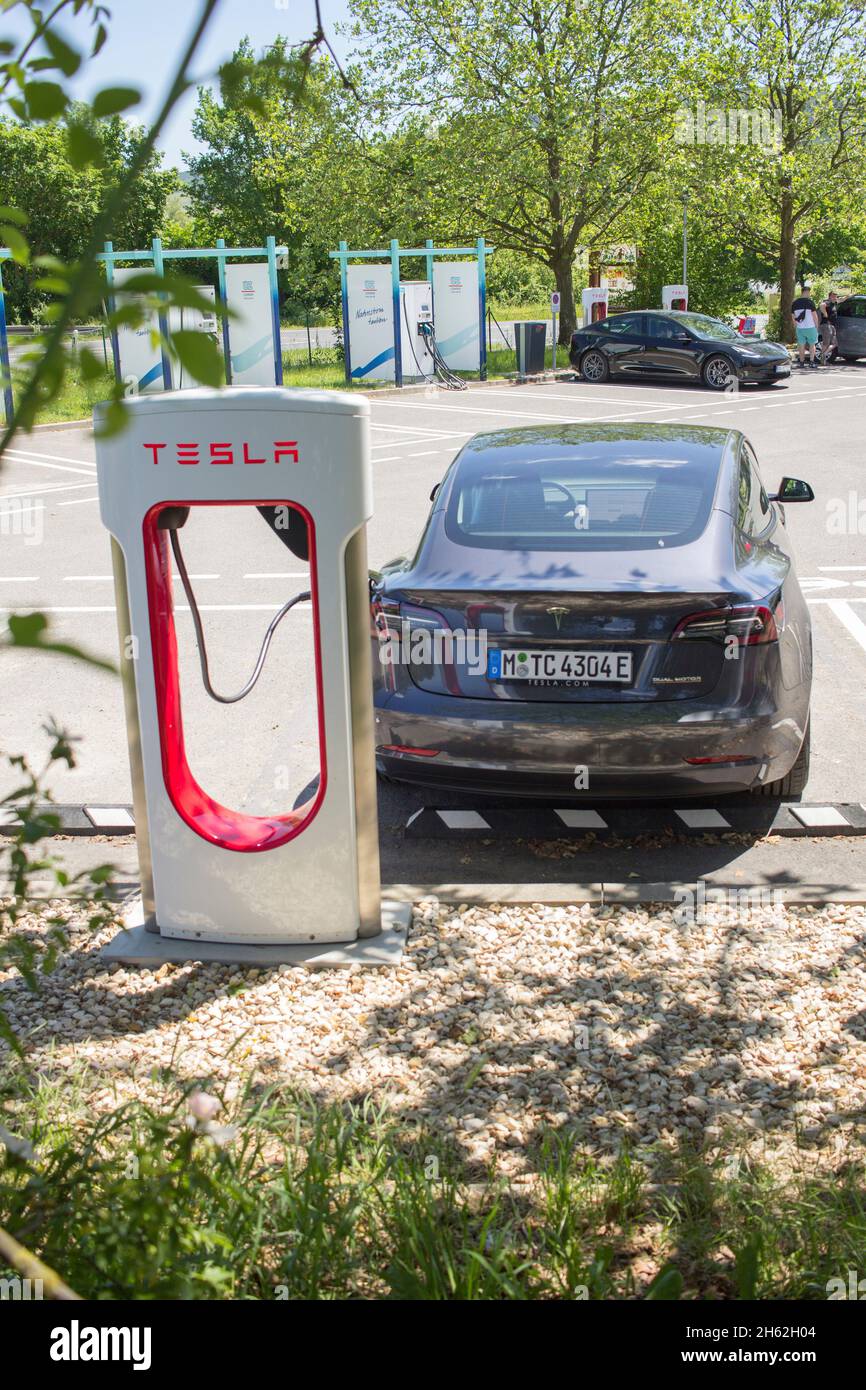 road trip through germany in a tesla model 3 performance Stock Photo ...