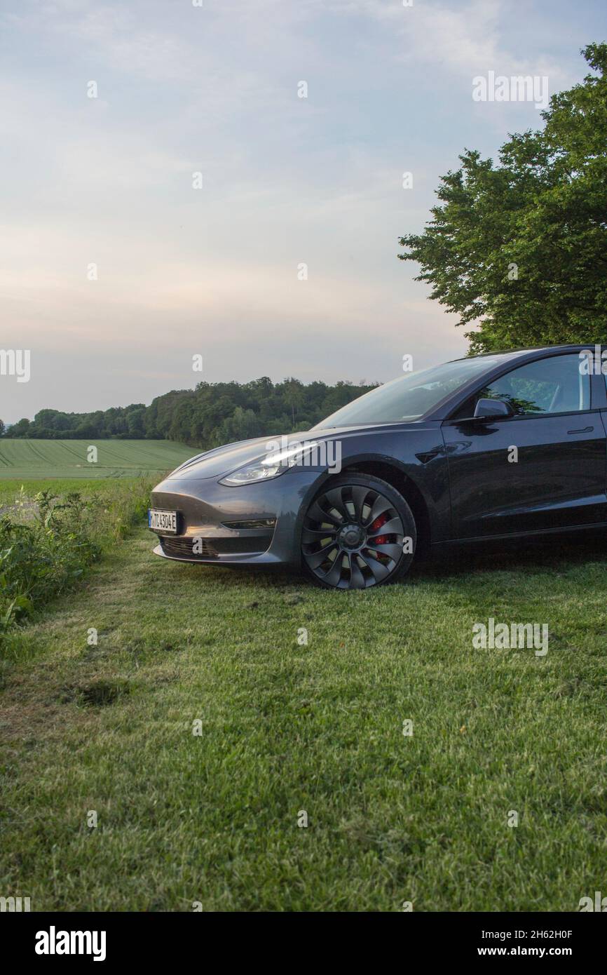 road trip through germany in a tesla model 3 performance Stock Photo ...