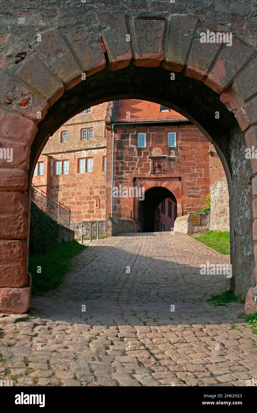view through the outer gate to the gate building with wertheim coat of ...
