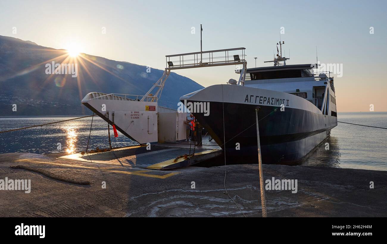 greece,greek islands,ionian islands,kefalonia,pessada,small ferry port ...