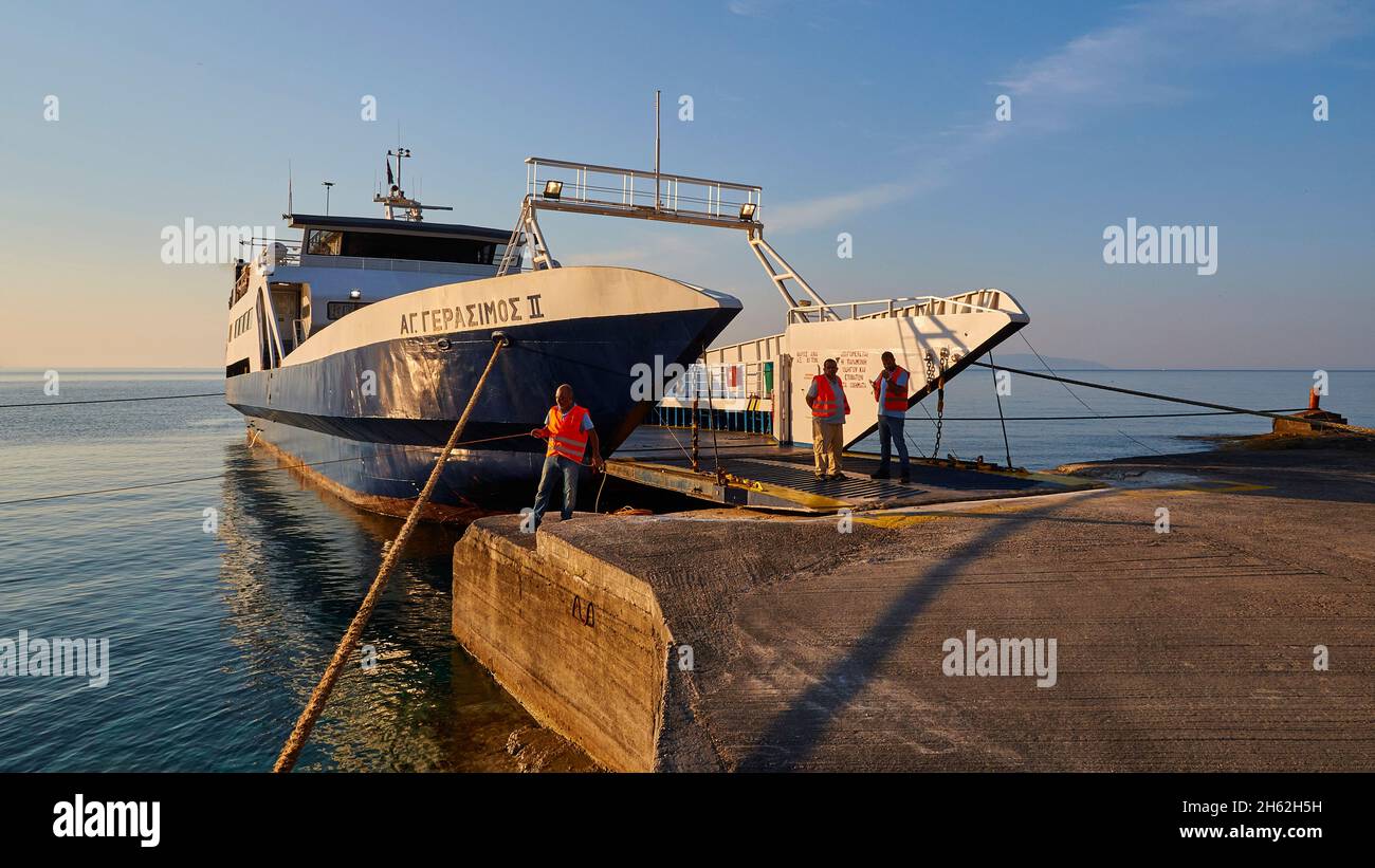 greece,greek islands,ionian islands,kefalonia,pessada,small ferry port ...
