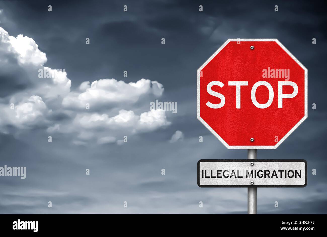 Stop illegal migration - road sign Stock Photo - Alamy