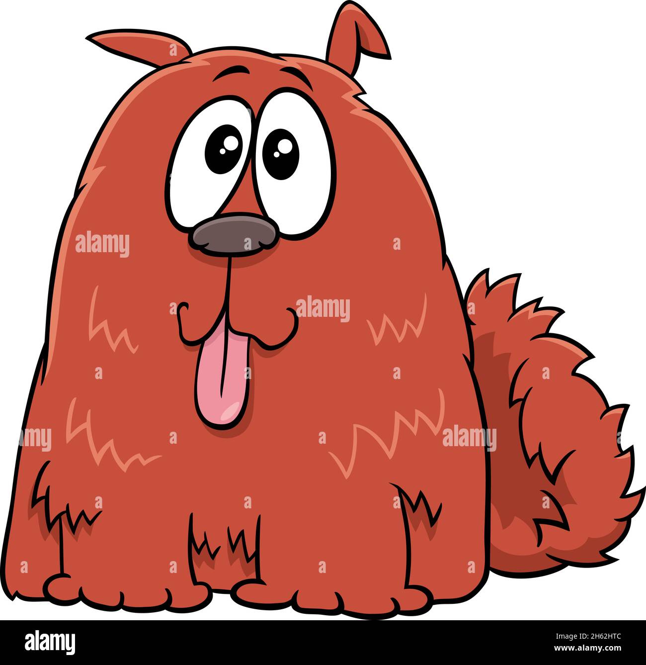 Cartoon illustration of funny red shaggy dog comic animal character ...