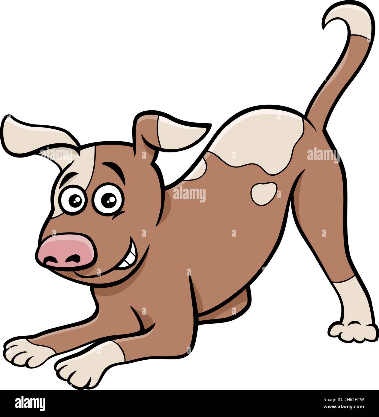 Cartoon illustration of playful spotted dog comic animal character ...