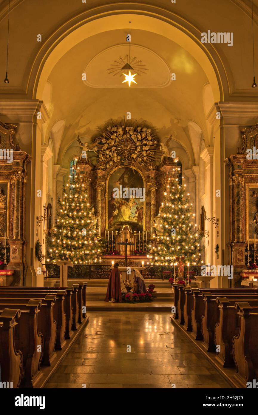 Interior of a church with Christmas decorations Stock Photo - Alamy
