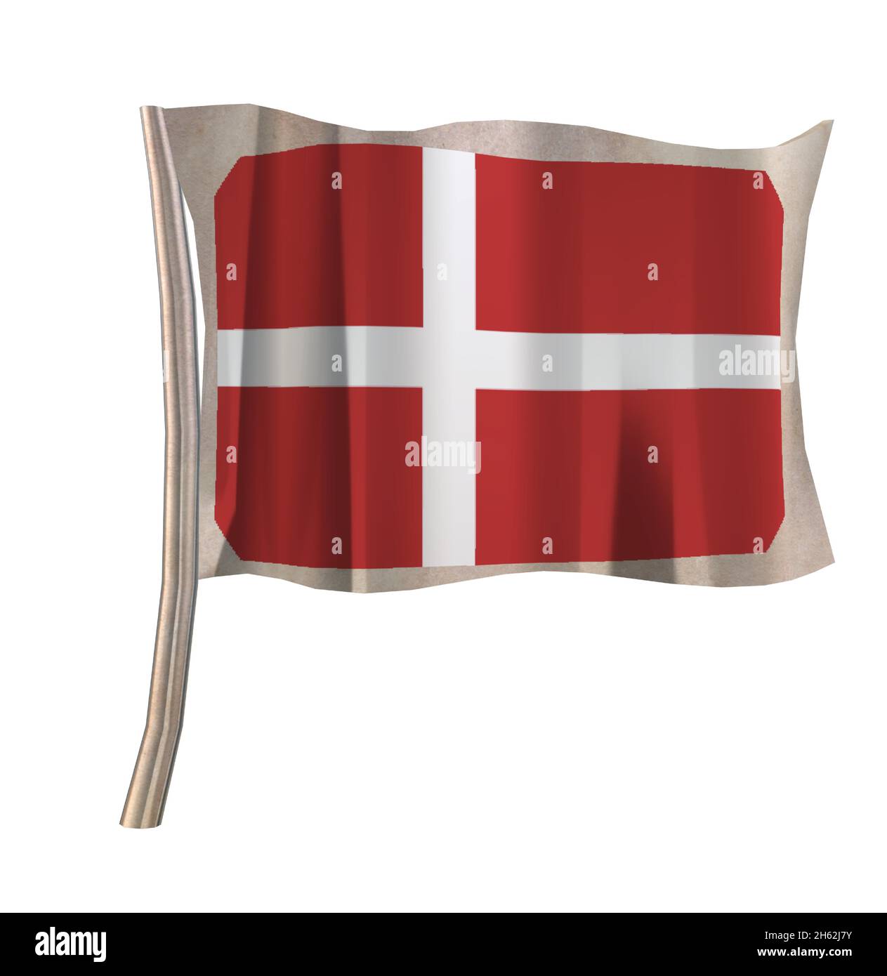 Denmark Shiny Metal Flag with Pole Stock Vector Image & Art - Alamy