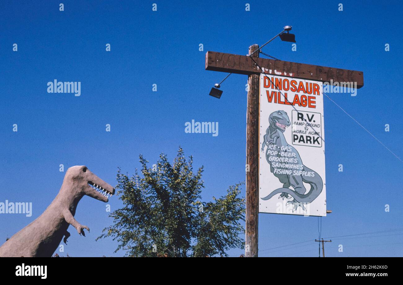 Dinosaur Village RV Mobile Home Park, dinosaur statue and sign, Route ...