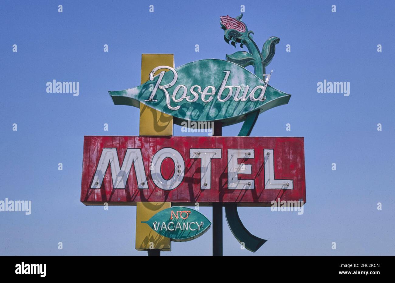 Rosebud Motel sign, sign detail, Route 30, Columbus, Nebraska; ca. 1980 ...