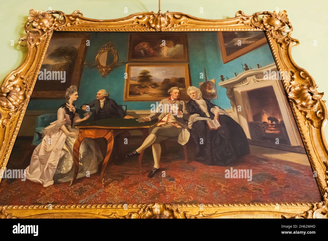 england,hampshire,hinton ampner house,the dining room,painting of the ...