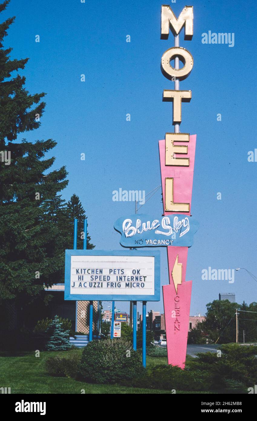 Blue Sky Motel sign, East Main Street, Bozeman, Montana; ca. 2004 Stock ...