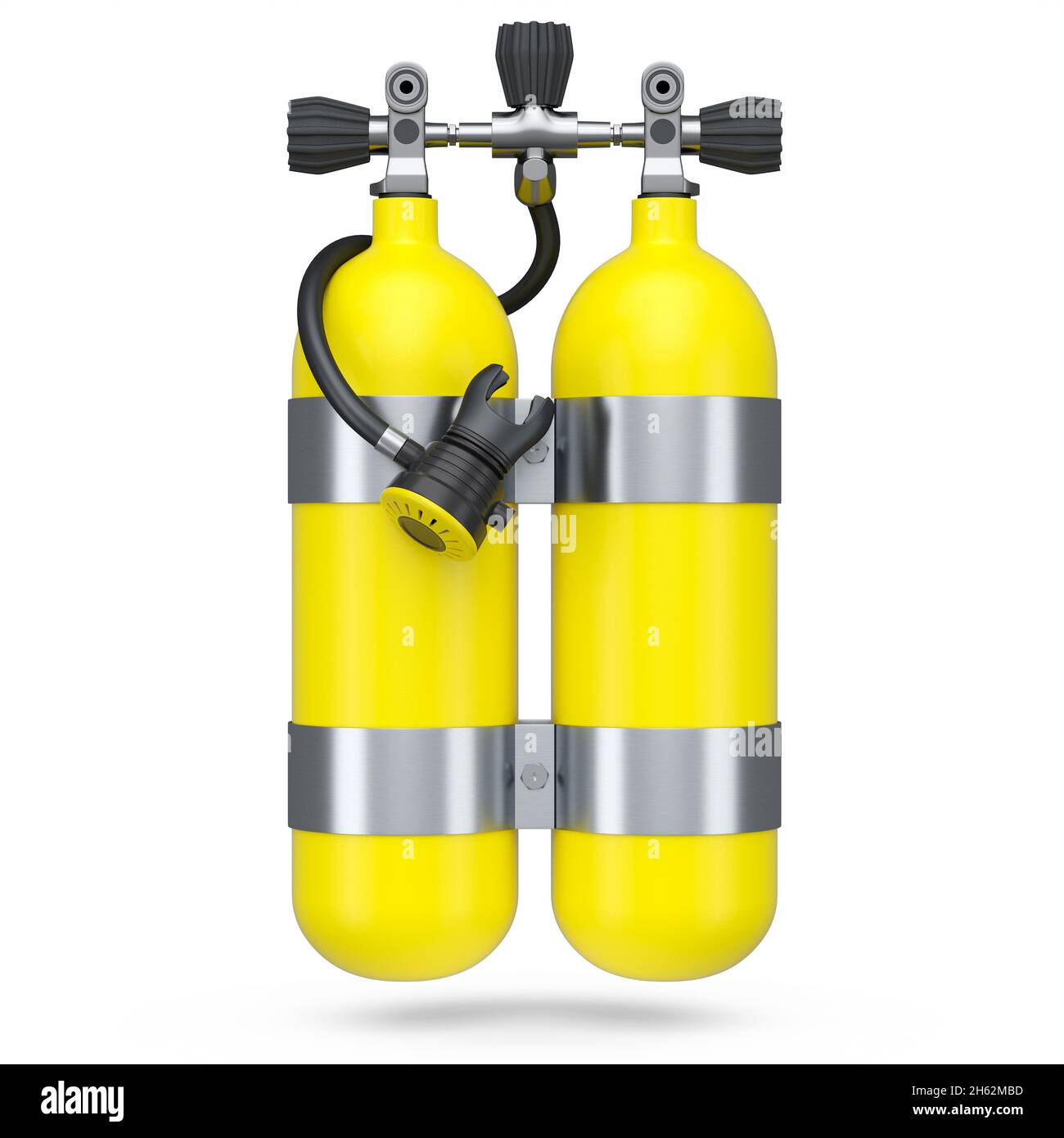 Yellow diving tanks or balloons full oxygen for snorkeling isolated on ...