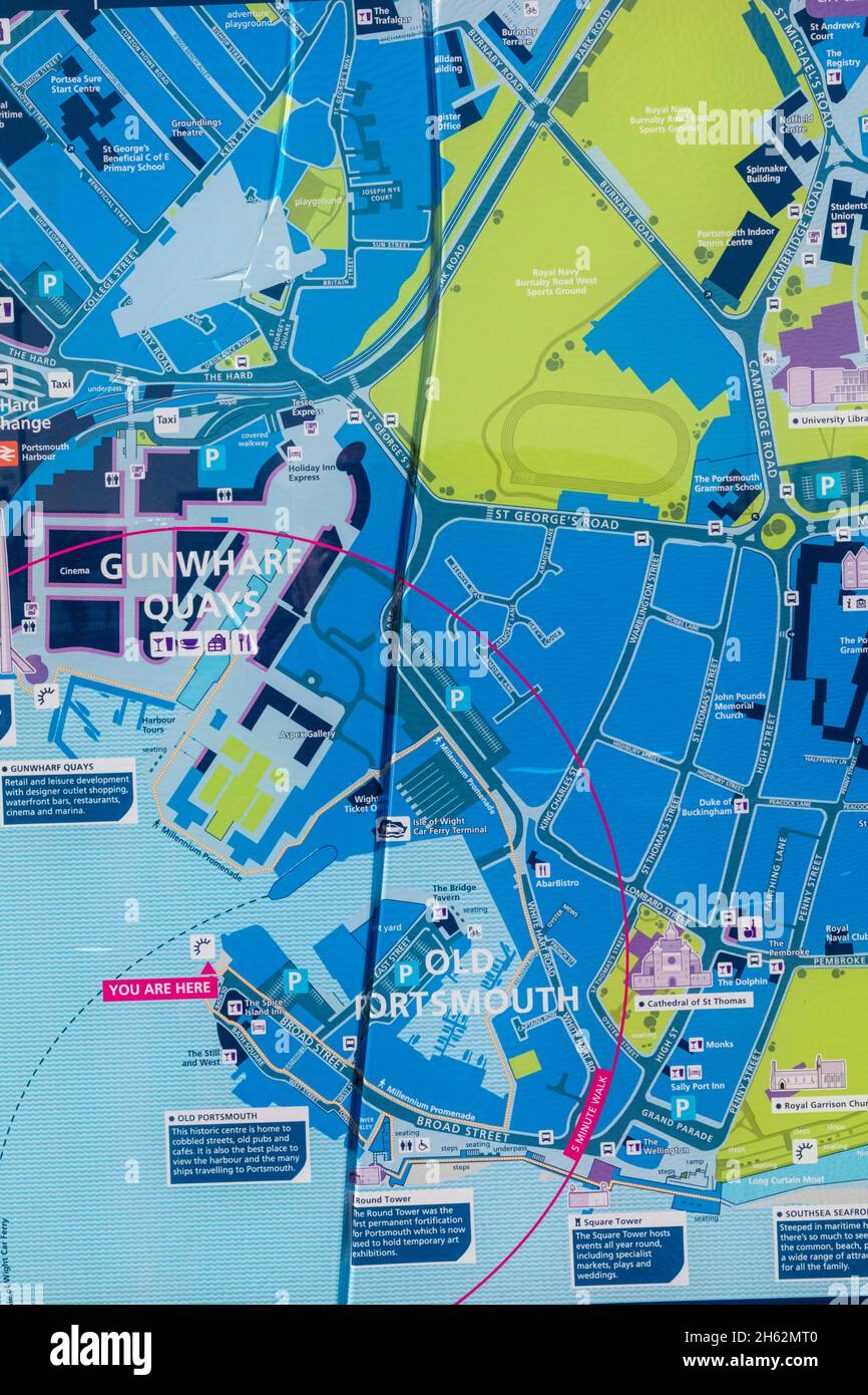 Map of old portsmouth and gun wharf quay hi-res stock photography and ...