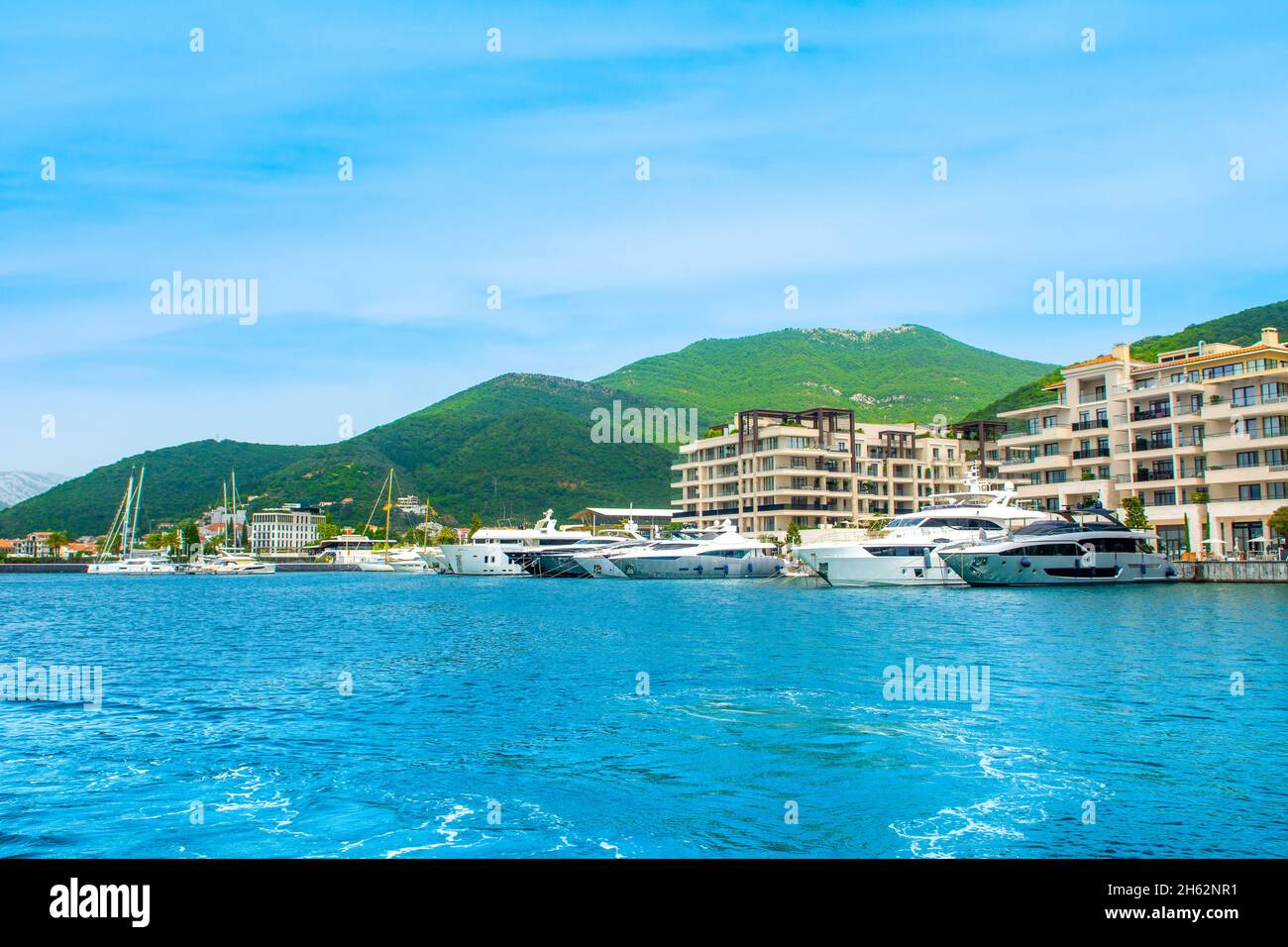 Tivat, Montenegro - June 28, 2021: Sunset view of the yacht marina in ...