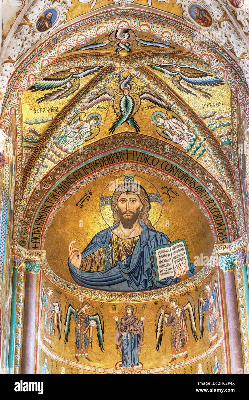 christ pantocrator located inside san salvatore cathedral,cefalu,sicily ...