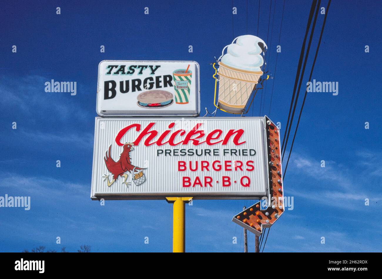 Tasty Burger Restaurant sign, Route 90, Bonifay, Florida; ca. 1990 ...