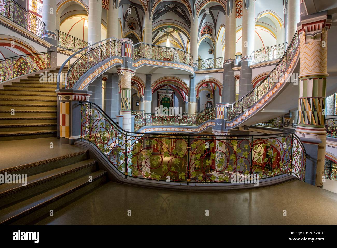 germany,saxony-anhalt,halle,district court halle,magnificent staircase ...