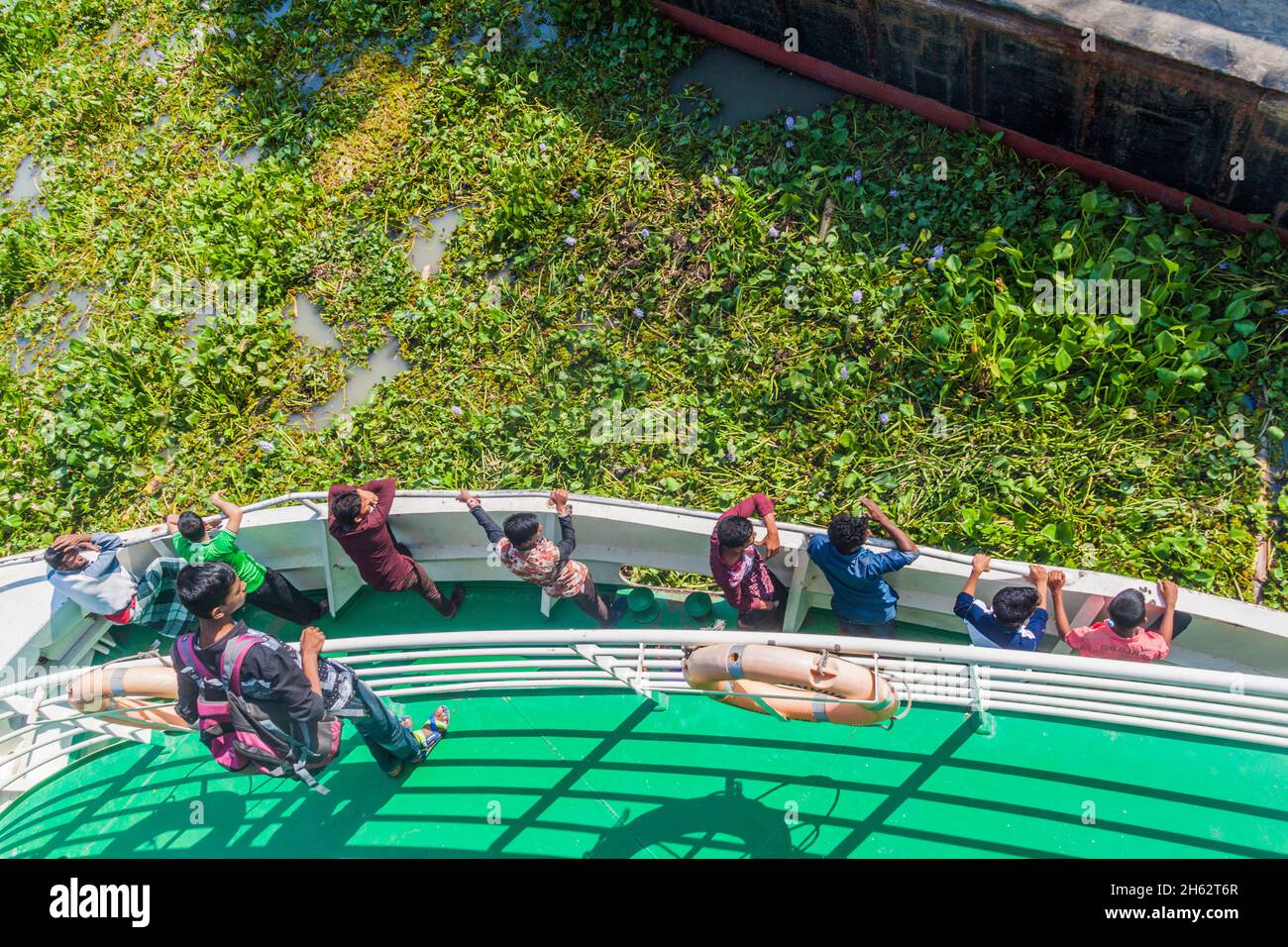 KATCHA RIVER, BANGLADESH - NOVEMBER 19, 2016: Passengers of MV ...